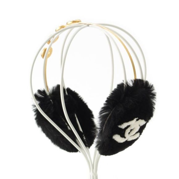 CHANEL | Accessories | Chanel Pearl Coco Mark Ear Muffs Black | Poshmark
